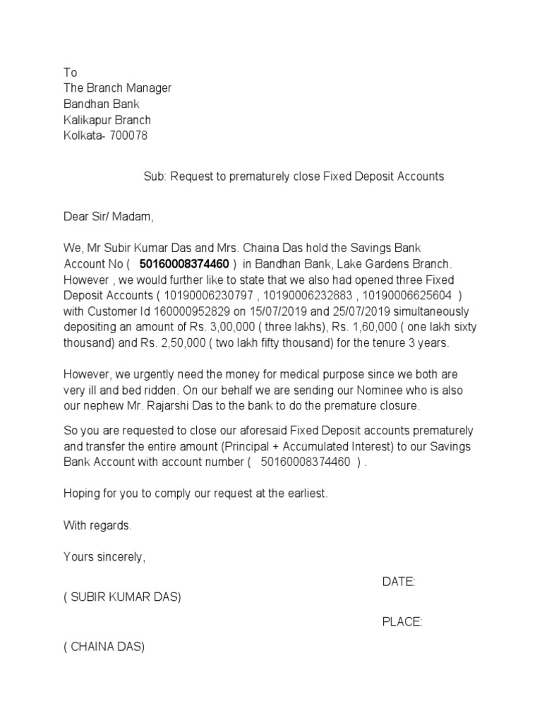 Premature Closure Bandhan | PDF