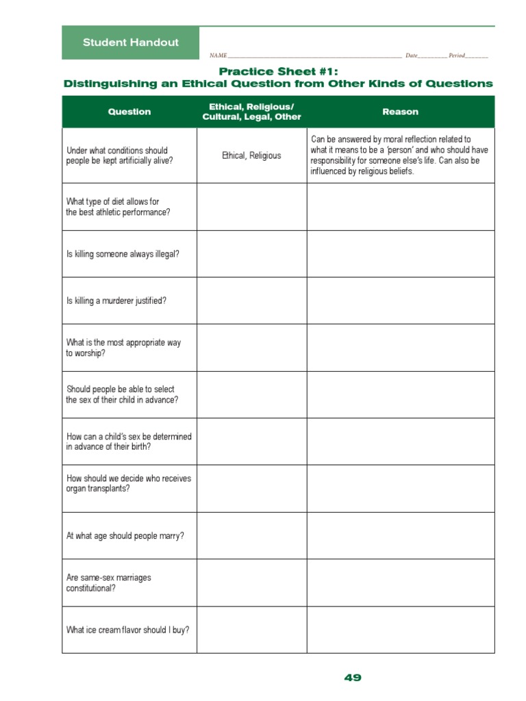 Ethical Question Identification Guide | PDF | Social Institutions ...