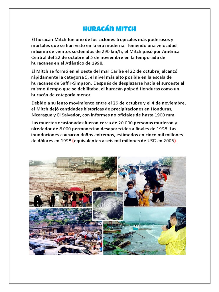 Huracán MITCH | PDF | Tormentas | Huracanes del Pacífico