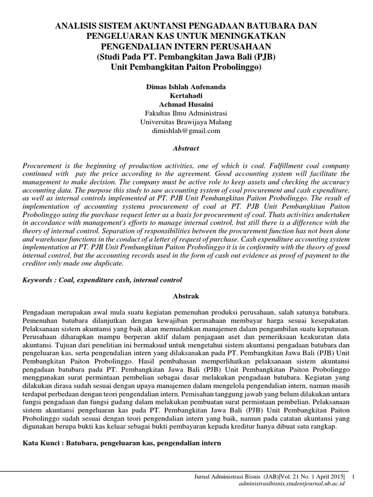 Analisis Sistem Akuntansi Pengadaan Batubara | PDF | Bisnis | Pengelolaan Keuangan & Uang