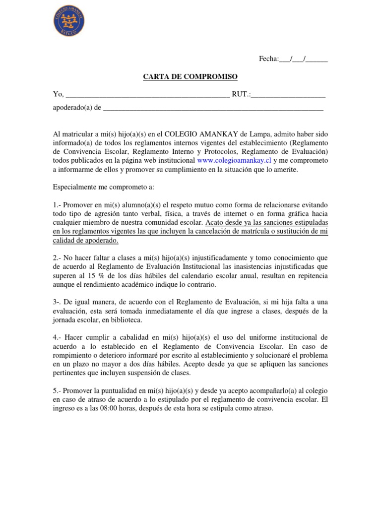 Carta de Compromiso | PDF