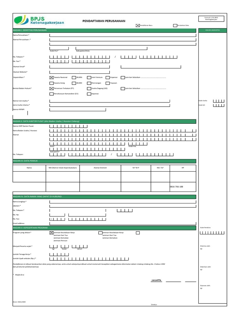FORMULIR BPJSTK | PDF