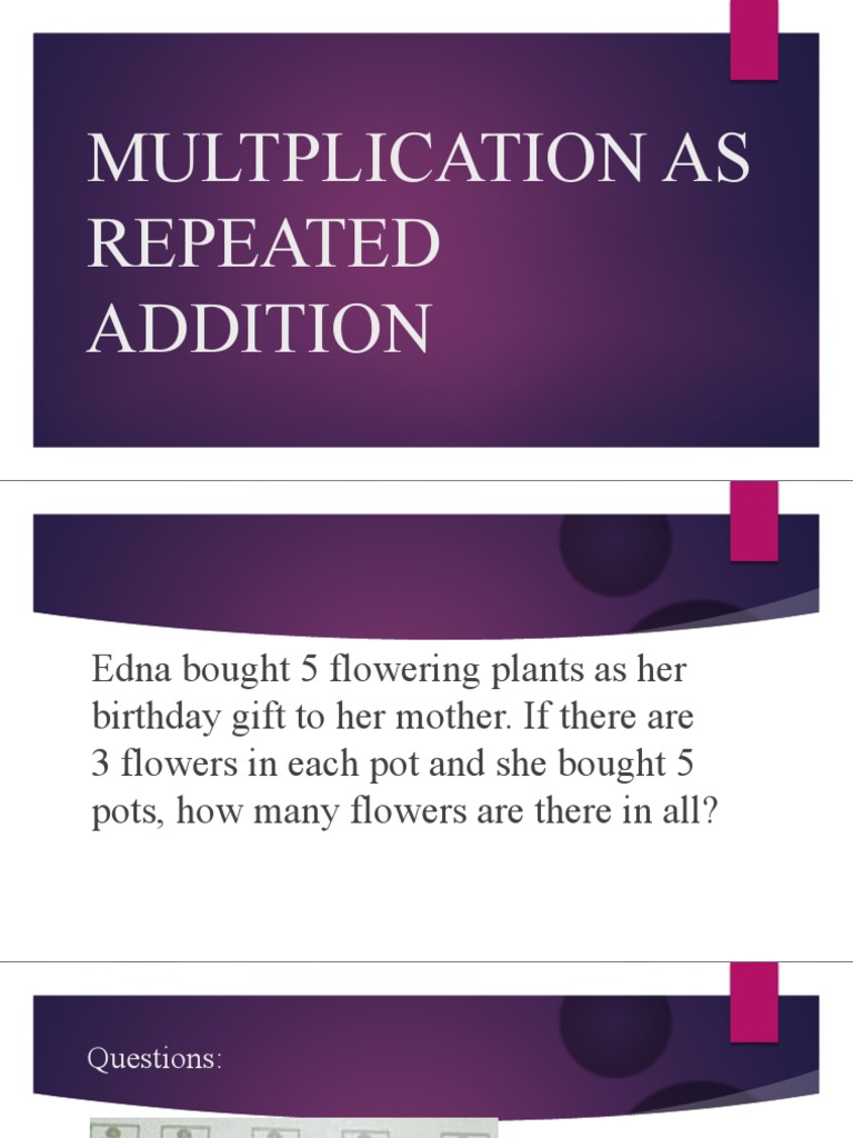 Multiplication as Repeated Addition: Examples and Activities on Writing ...