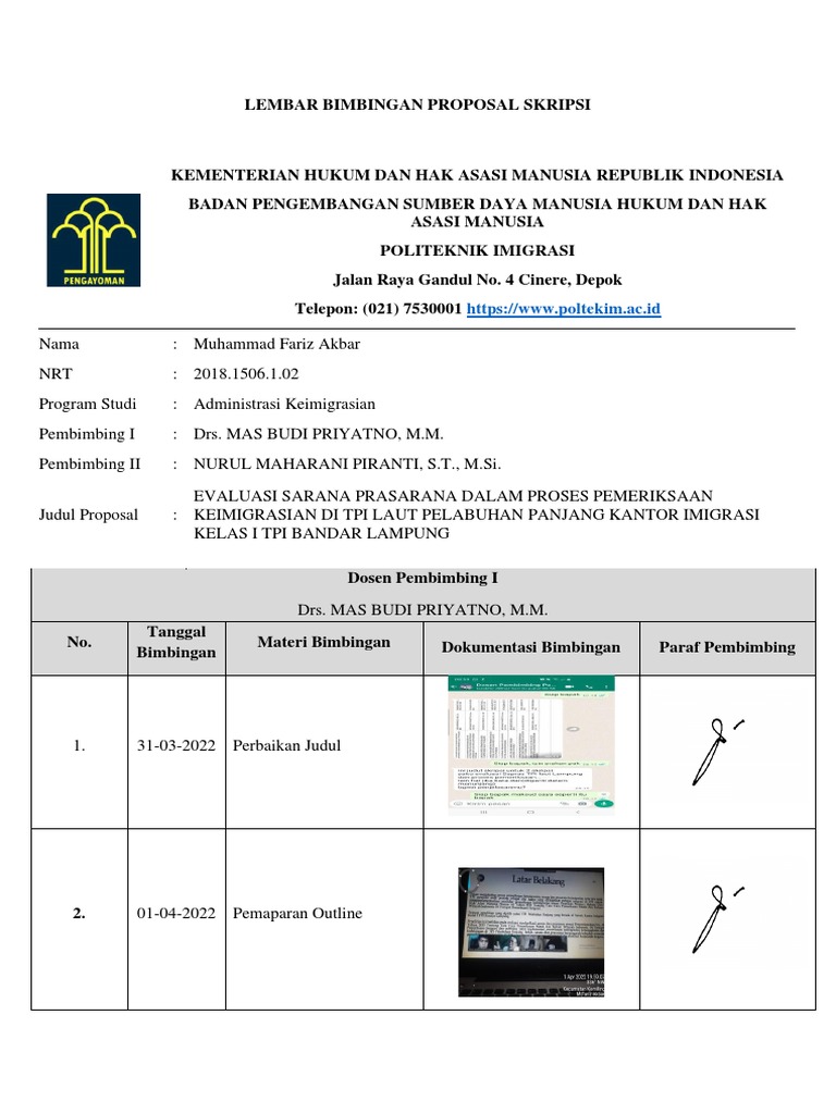 Admin B 20 Muhammad Fariz Akbar Lembar Bimbingan Pdf Pdf Karier And Perkembangan