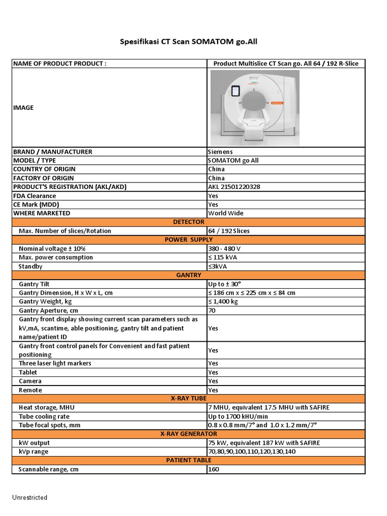 Spesifikasi Somatom Go - All | PDF | Automation | X Ray