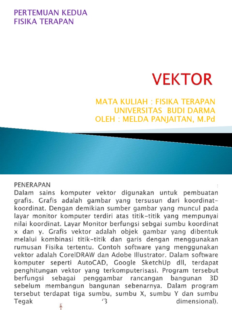 Vektor (Pertemuan Ke-3) (Fisika Terapan) | PDF