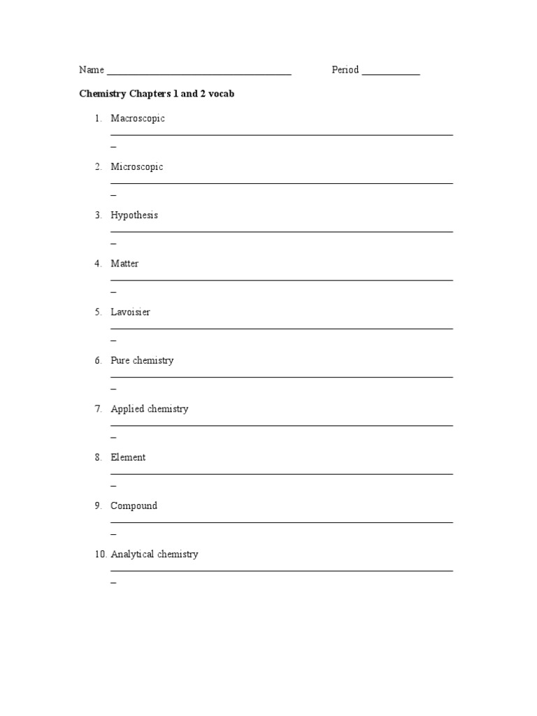 Chemistry Vocab for Students | PDF | Wellness | Science & Mathematics