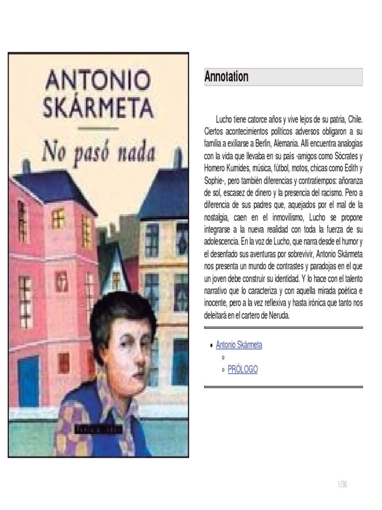 No Paso Nada (2xhoja36) - Antonio Skarmeta | PDF