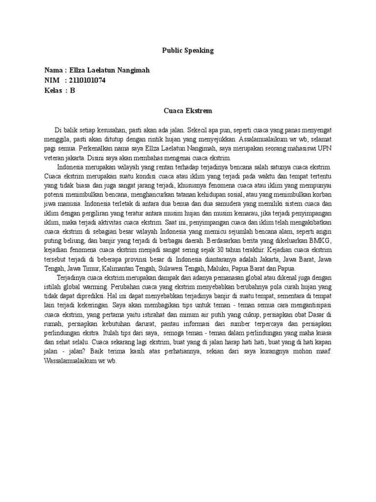 Ellza Laelatun Nangimah Script Public Speaking | PDF