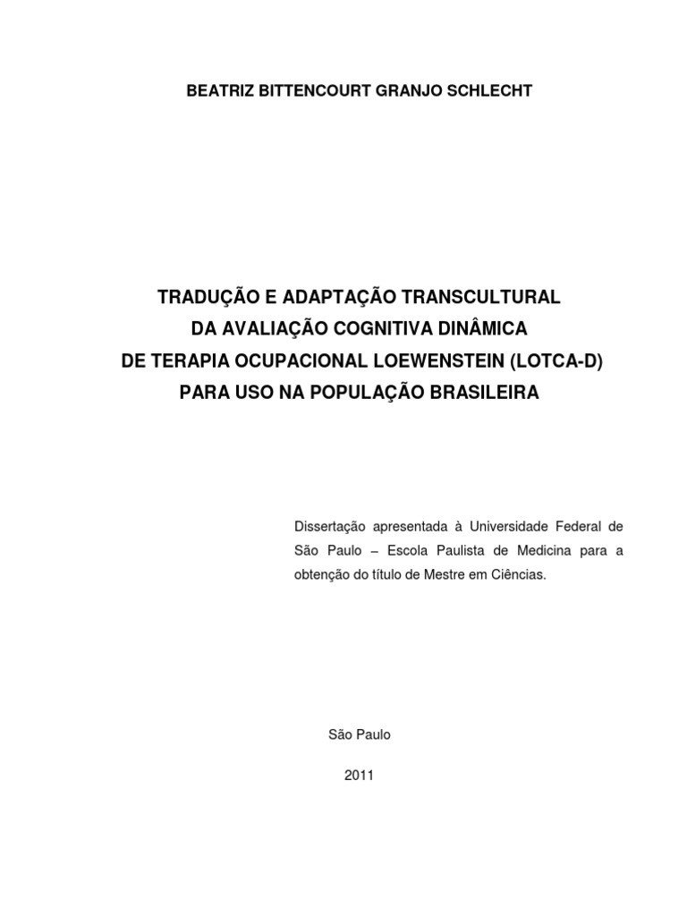 Lotca PDF | PDF | Terapia ocupacional | Percepção