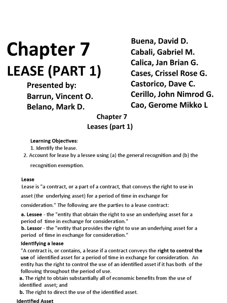 Ia2 Chapter 7 Leases Part 1 Pdf Lease Depreciation