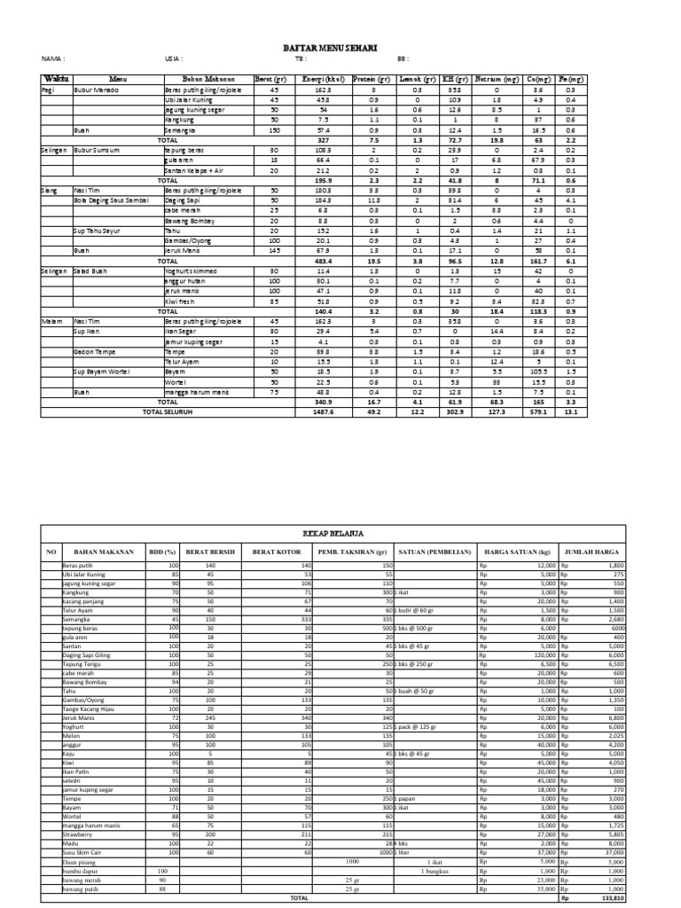 Menu Sindrom Nefrotik | PDF