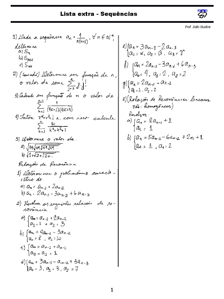 Lista - Sequências PDF | PDF