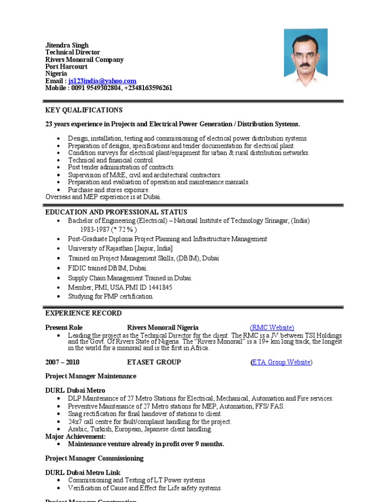 Jitendra Singh CV | PDF | Electric Power Transmission | Electrical Grid