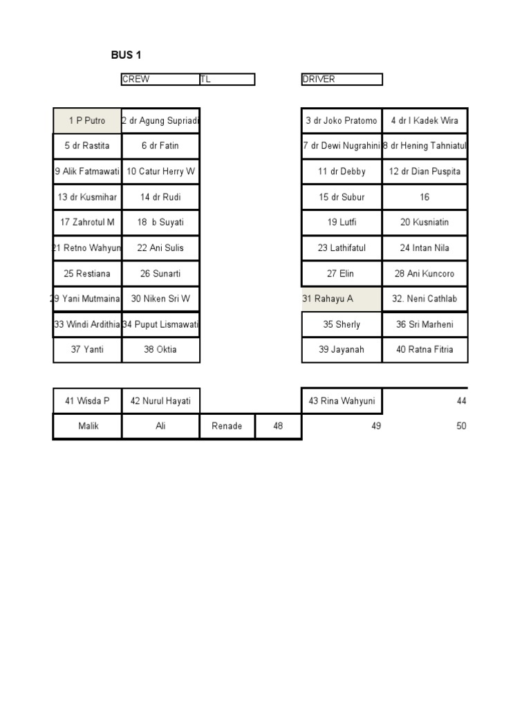 Bus Crew Roster | PDF