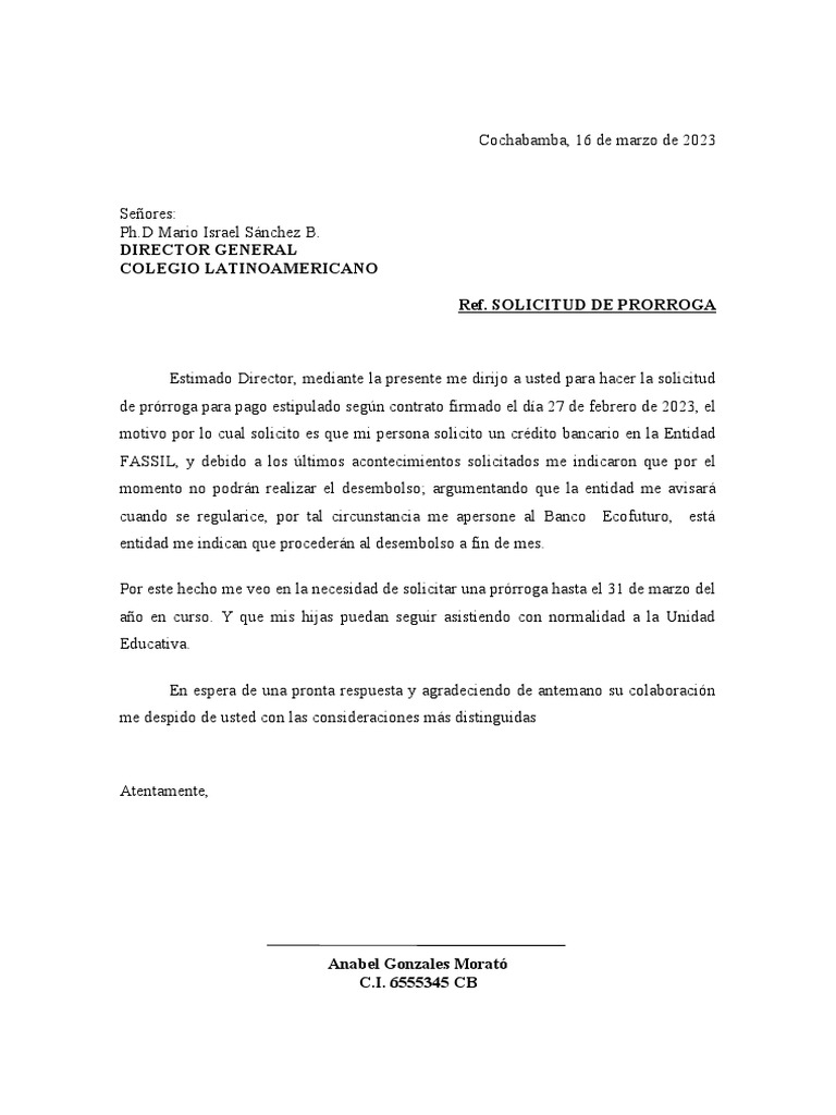 Solicitud de Prórroga | PDF