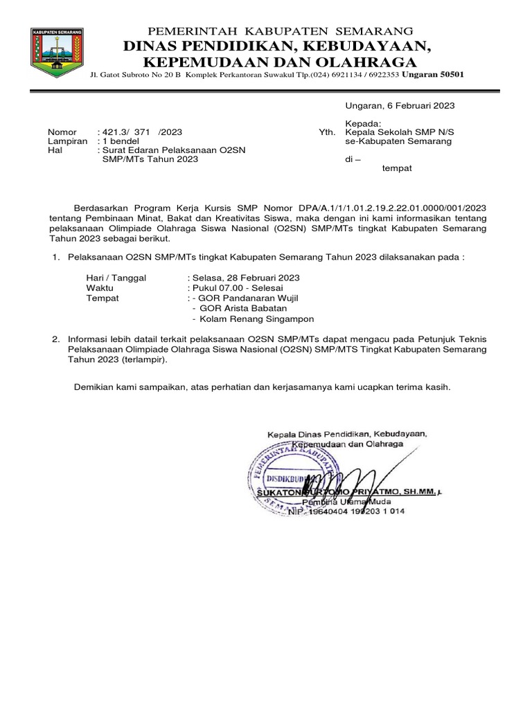 Juknis O2sn 2023 | PDF