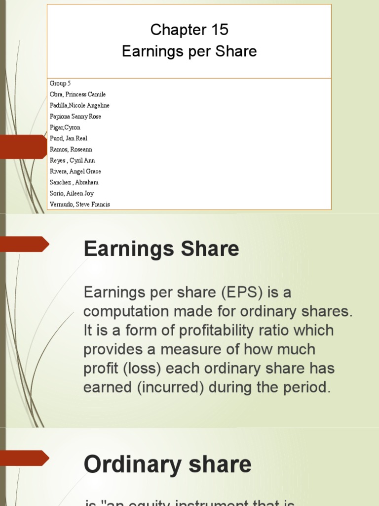 Chapter 15 Earnings Per Share Pdf Preferred Stock Dividend