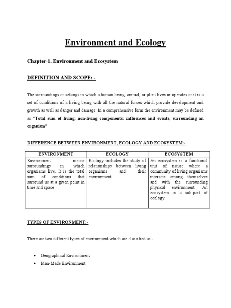 Environment and Ecosystem Overview | PDF | Atmosphere Of Earth ...