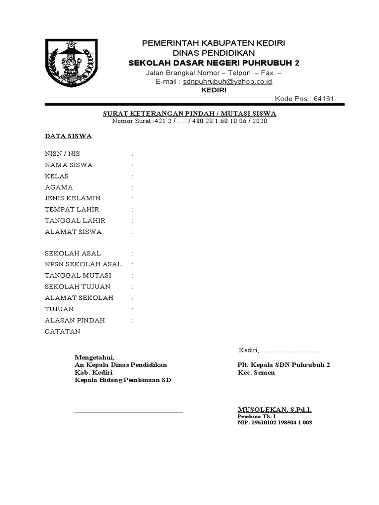 Contoh Format Surat Mutasi DR Lembaga | PDF Contoh Format Surat Mutasi DR Lembaga | PDF