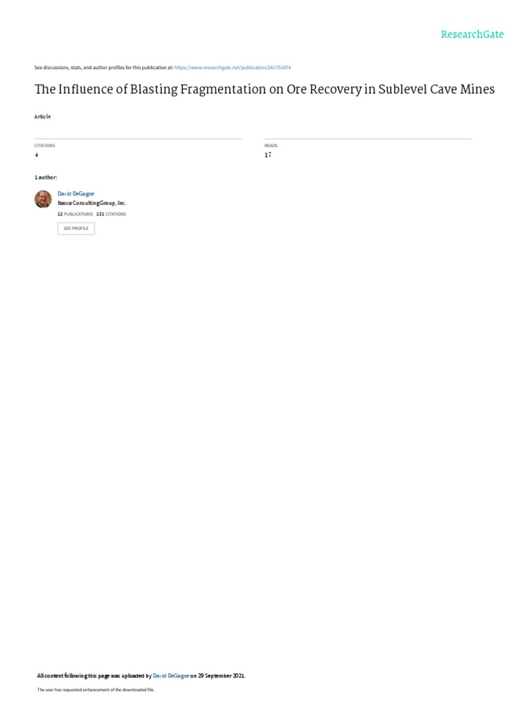 The Influence Of Blasting Fragmentation On Ore Recovery In Sublevel