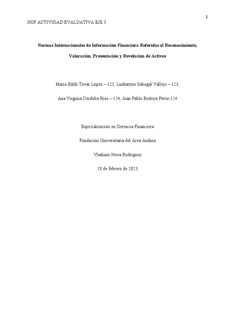 Actividad Eje 3 - NIIF | PDF | normas internacionales de INFORMACION ... Actividad Eje 3 - NIIF | PDF | normas internacionales de INFORMACION ...