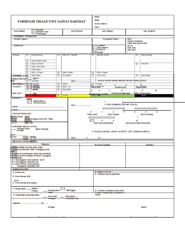 Formulir Triage Unit Gawat Darurat | PDF