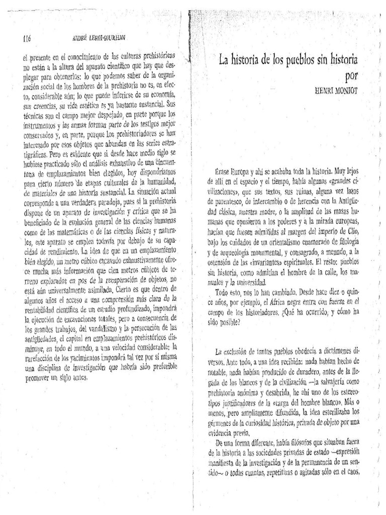 Moniot H - La Historia de Los Pueblos Sin Historia | PDF