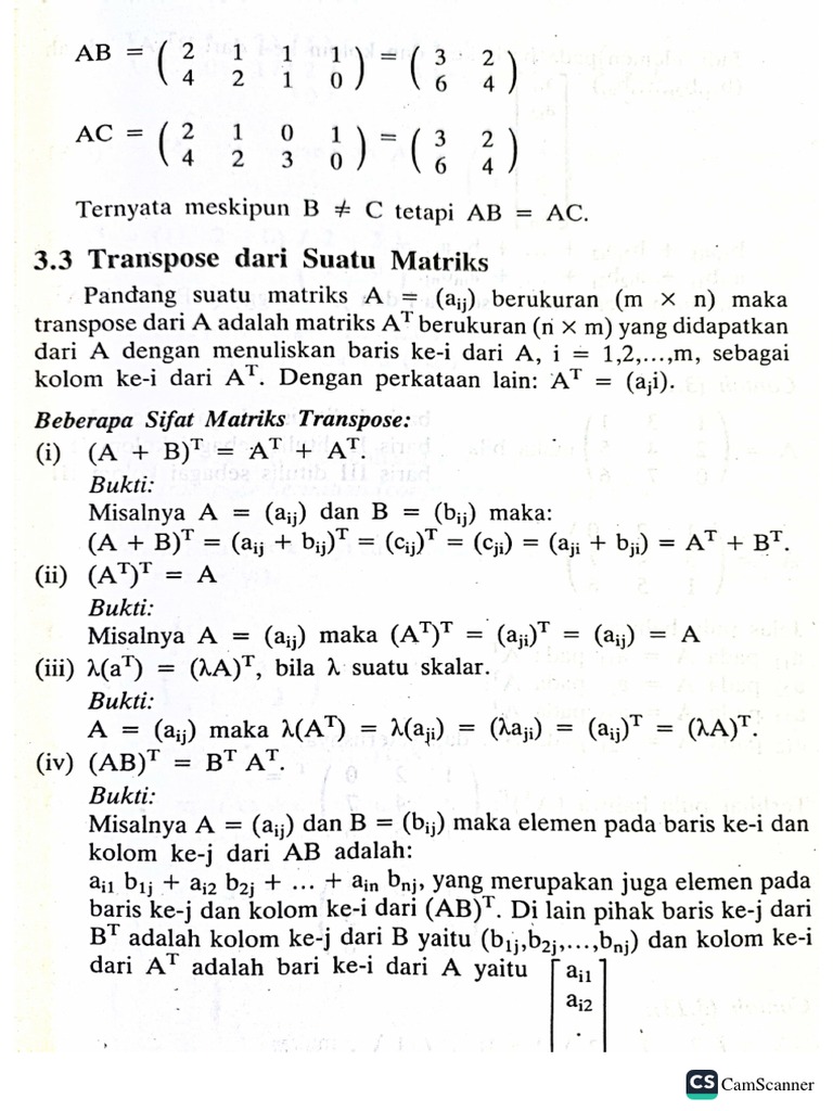 Matriks Transpose Dan Jenis-Jenis Matriks | PDF Matriks Transpose Dan Jenis-Jenis Matriks | PDF