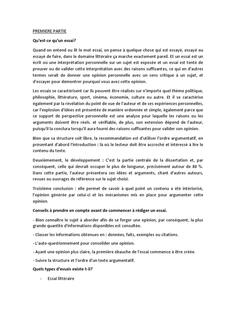 Guide sur l'essai et l'expression orale | PDF | Langue française ...