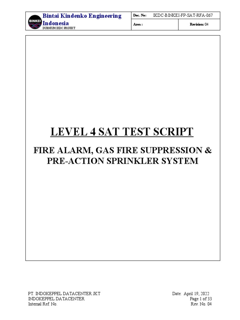 IKDC-BINKEI-FP-SAT-RFA-069 FA, Gas Suppression, Pre-Action | PDF | Fire Sprinkler System ...