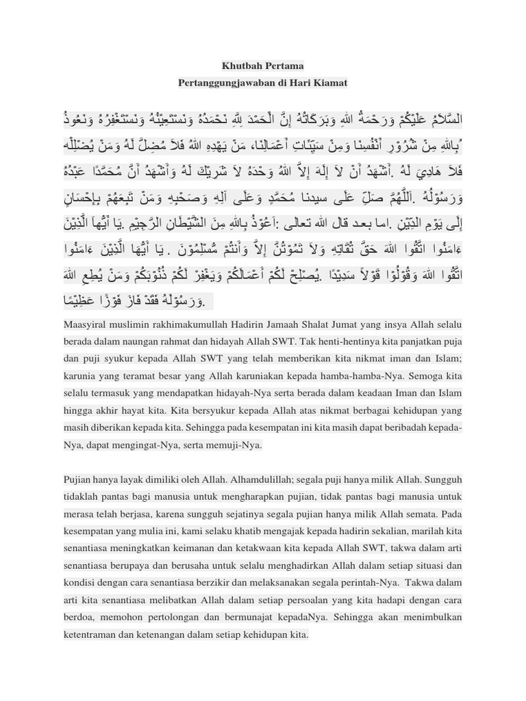 Khutbah Jumat 3 Amalan Persiapan Mati | PDF