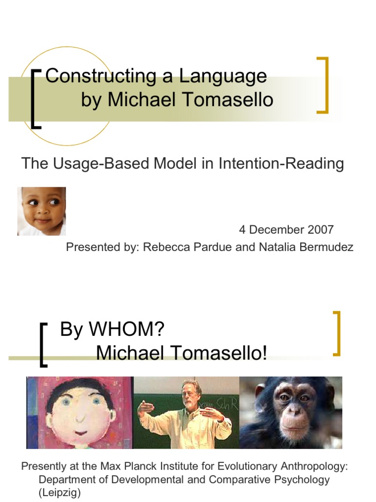 Constructing A Language | PDF | Michael Tomasello | Intention