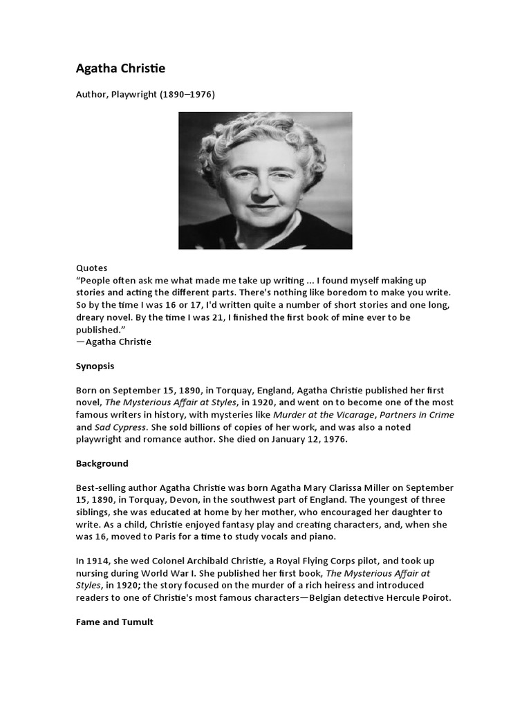 Agatha Christie Biography | PDF | Agatha Christie | Miss Marple