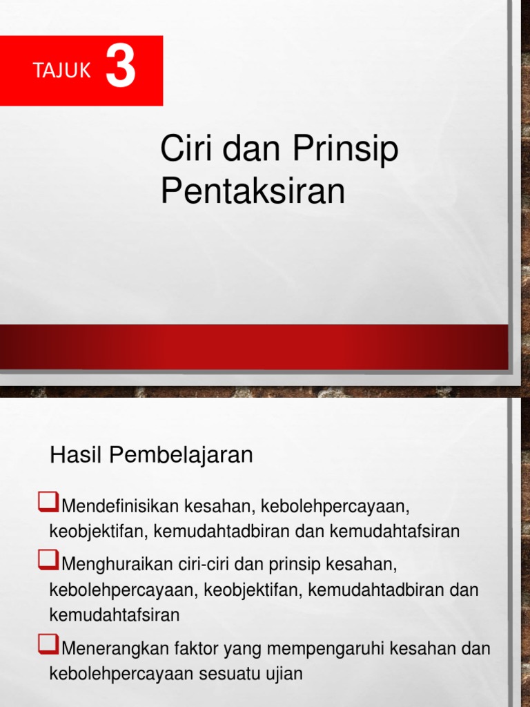 Ciri Dan Prinsip Pentaksiran PDF | PDF