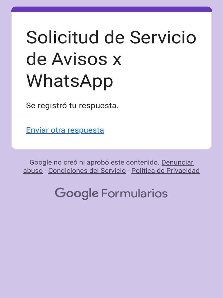 Solicitud de Servicio de Avisos X WhatsApp PDF | PDF
