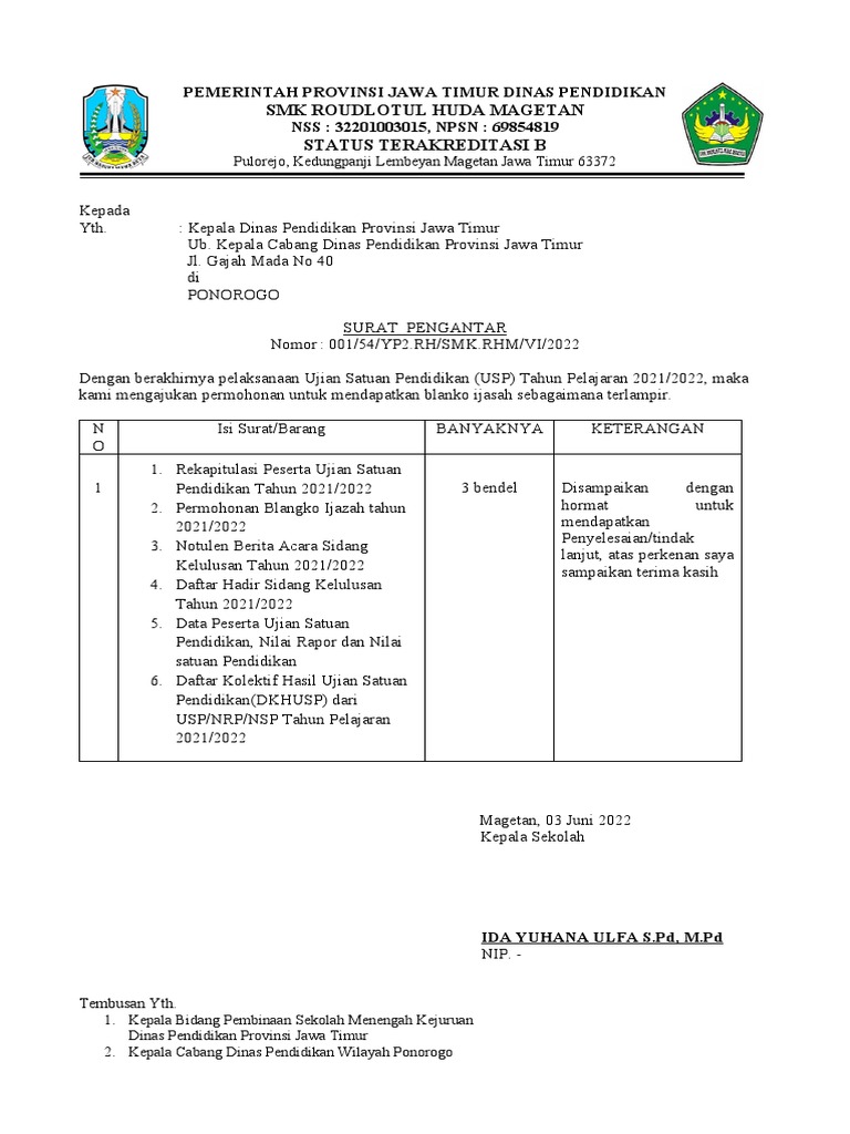 2. Surat pengantar dan Isi blanko 2022 ada ttd.docx | PDF