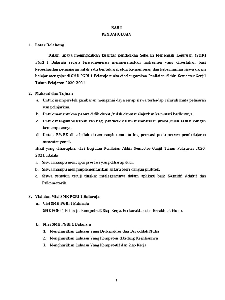 Program Kerja PAS GANJIL 20-21 | PDF