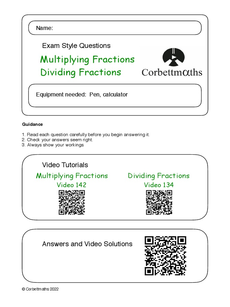 Multiplying and Dividing Fractions | PDF | Arithmetic | Mathematics