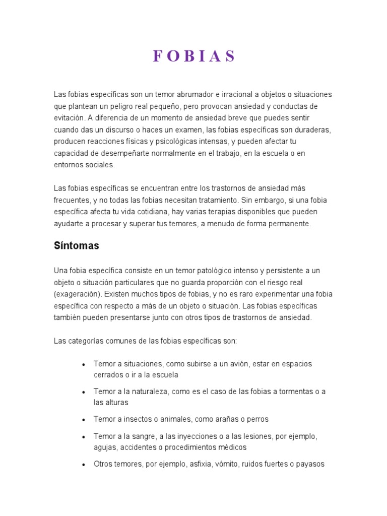 Cuadro Clinico de Fobias | PDF | Fobia | Ansiedad