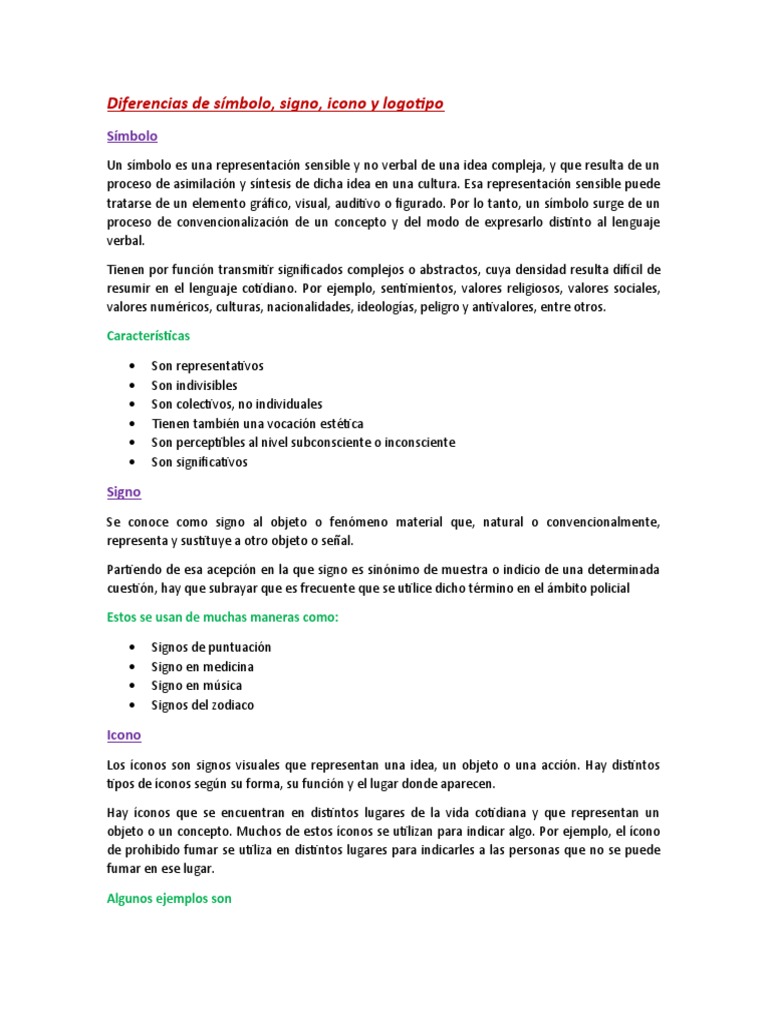 Diferencias entre símbolo, signo, icono y logotipo en | PDF | Logos ...