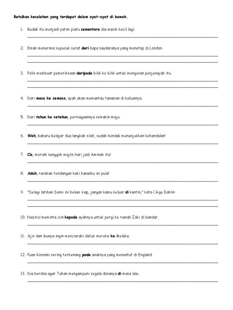 Betulkan Kesalahan Yang Terdapat Dalam Ayat | PDF