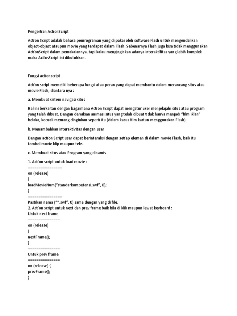 Pengertian Actionscript Pdf Bisnis Komputer 