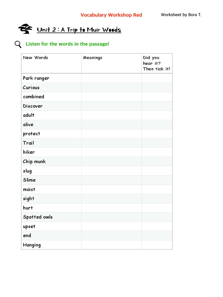 VW Red Unit 2 Worksheet | PDF