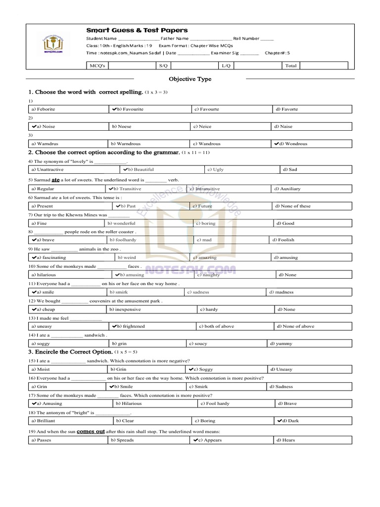 Solved MCQs | PDF | Multiple Choice | Linguistic Morphology