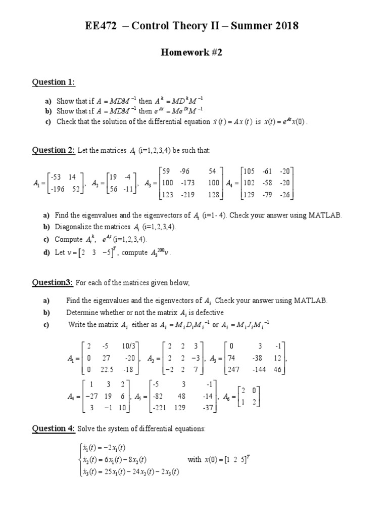 HW2 PDF | PDF | Eigenvalues And Eigenvectors | Mathematical Objects