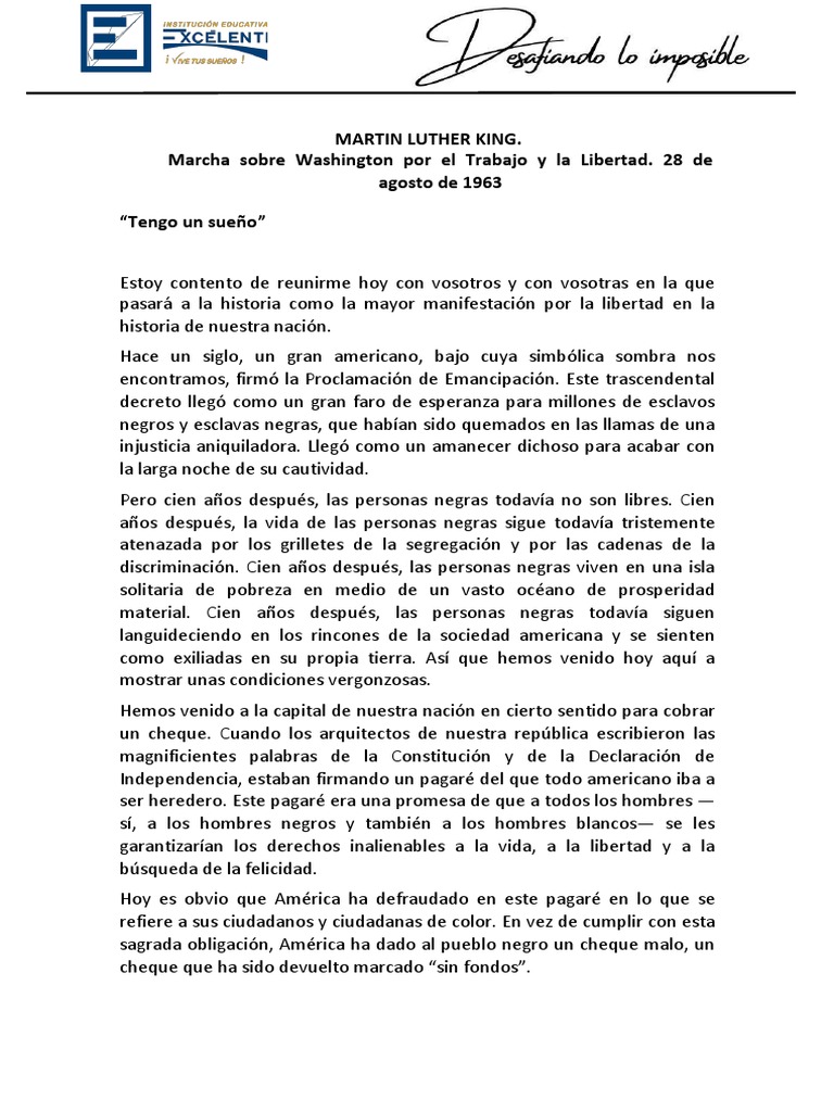 Lectura Secundaria - Martin Luther King | PDF