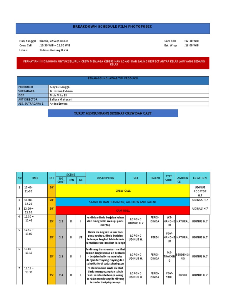 Call Sheet1 | PDF