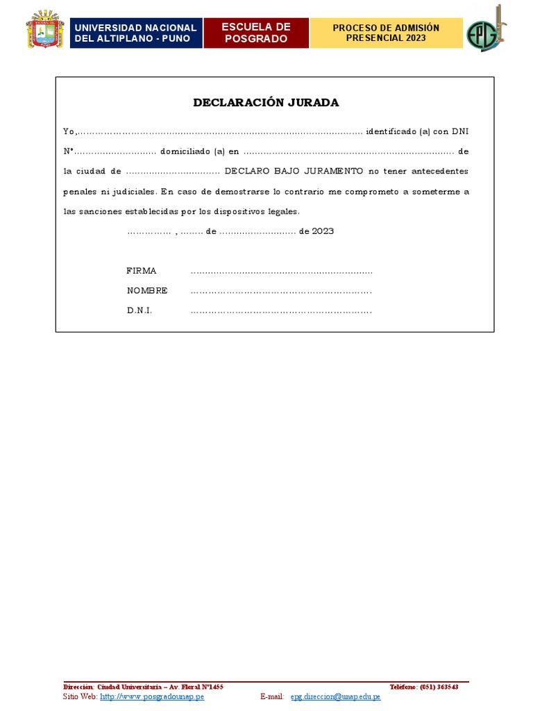 Declaracion Jurada | PDF