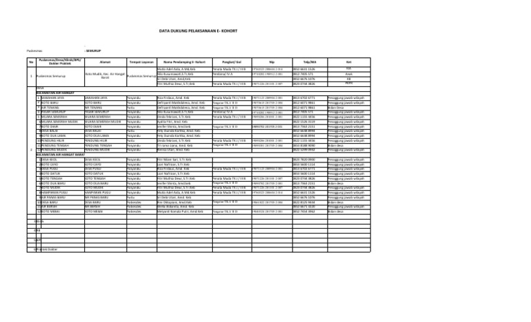 Data Pendukung E-Kohort PKM Semurup | PDF